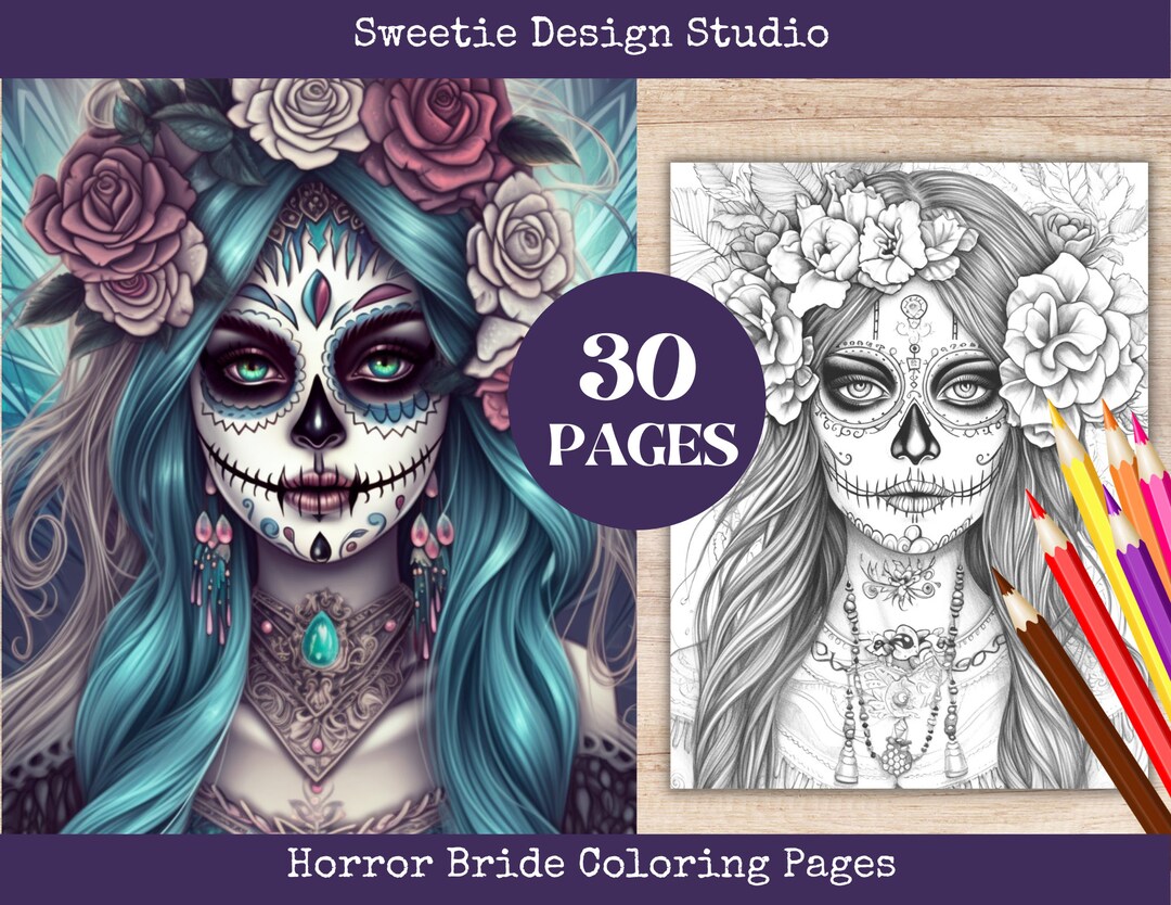 Horror Bride Coloring Page Horror Coloring Page 30 - Etsy