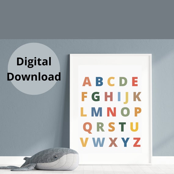 Kids Room Alphabet Printable Art Boys Room Decor Digital - Etsy
