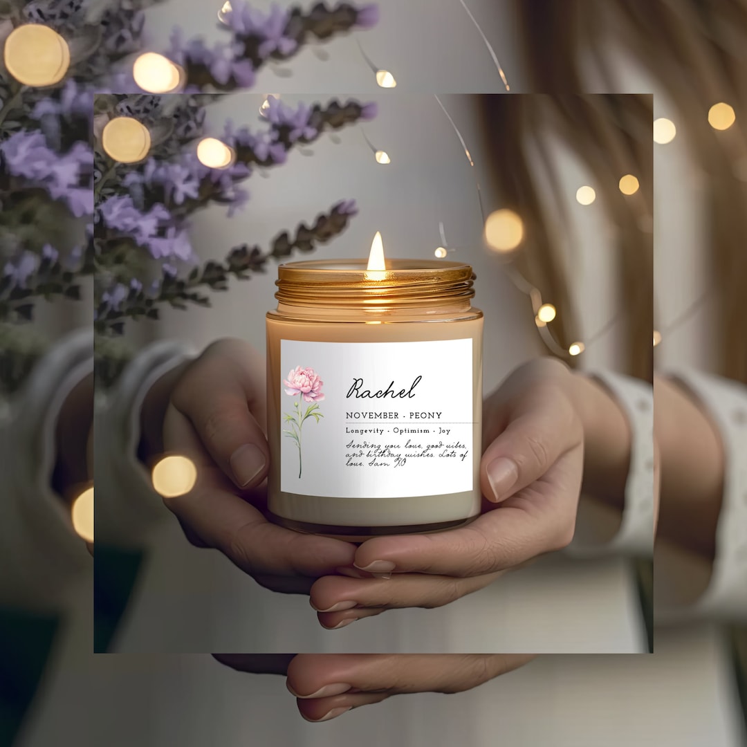 Personalized Birthday Candle Birth Month Flower Gift Candle for Her ...