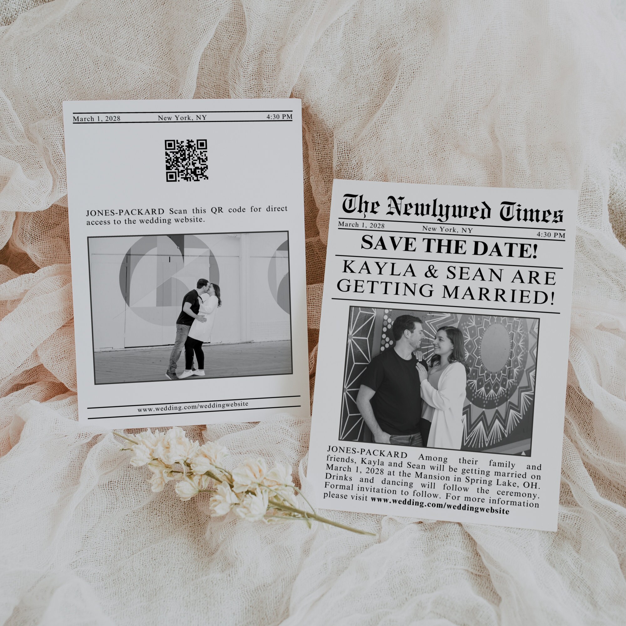 Newspaper SAVE THE DATE Template Diy Bride Editable Template Instant ...