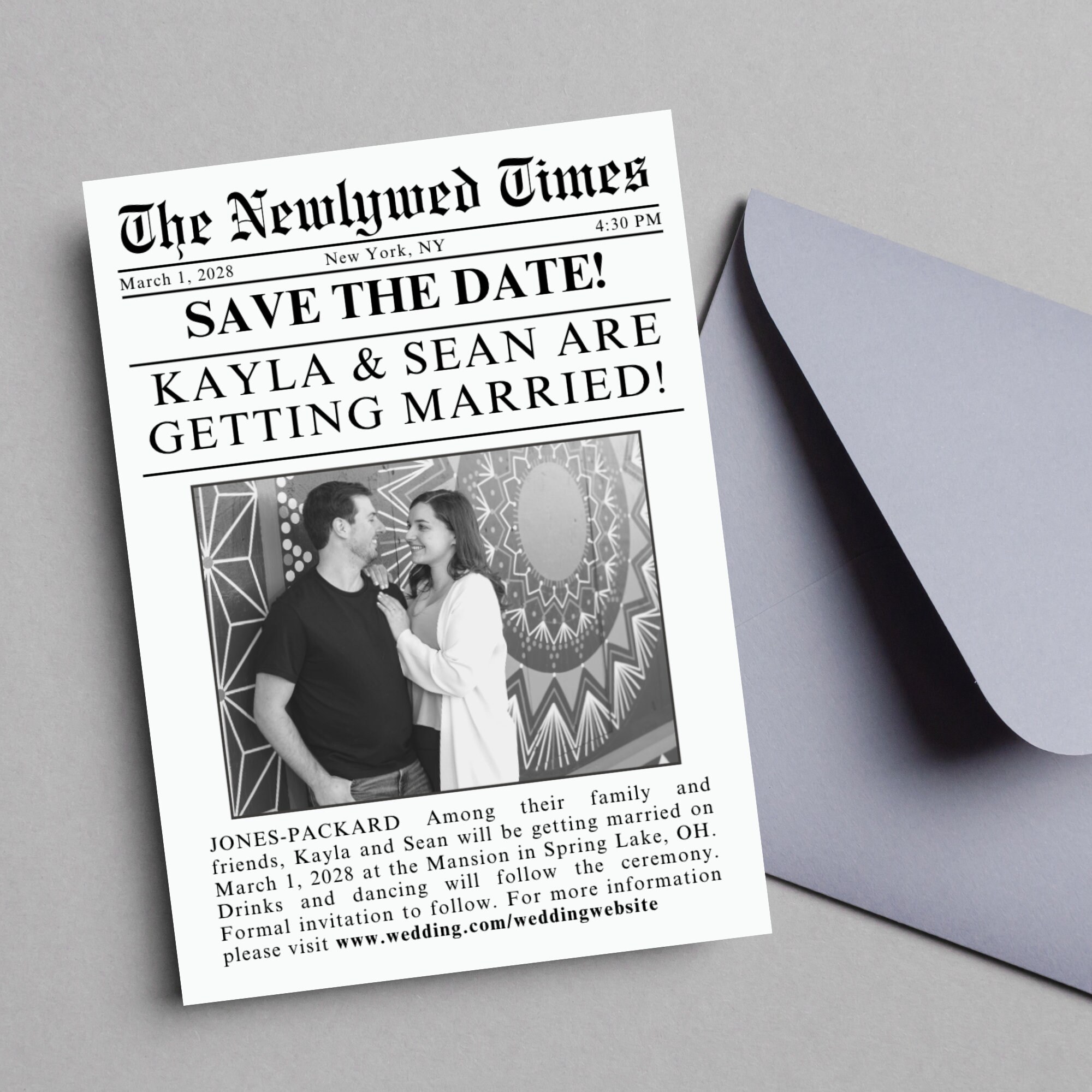 Newspaper SAVE THE DATE Template Diy Bride Editable Template Instant ...