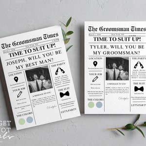 NEWSPAPER GROOMSMEN PROPOSAL Template Suit up Groomsman - Etsy