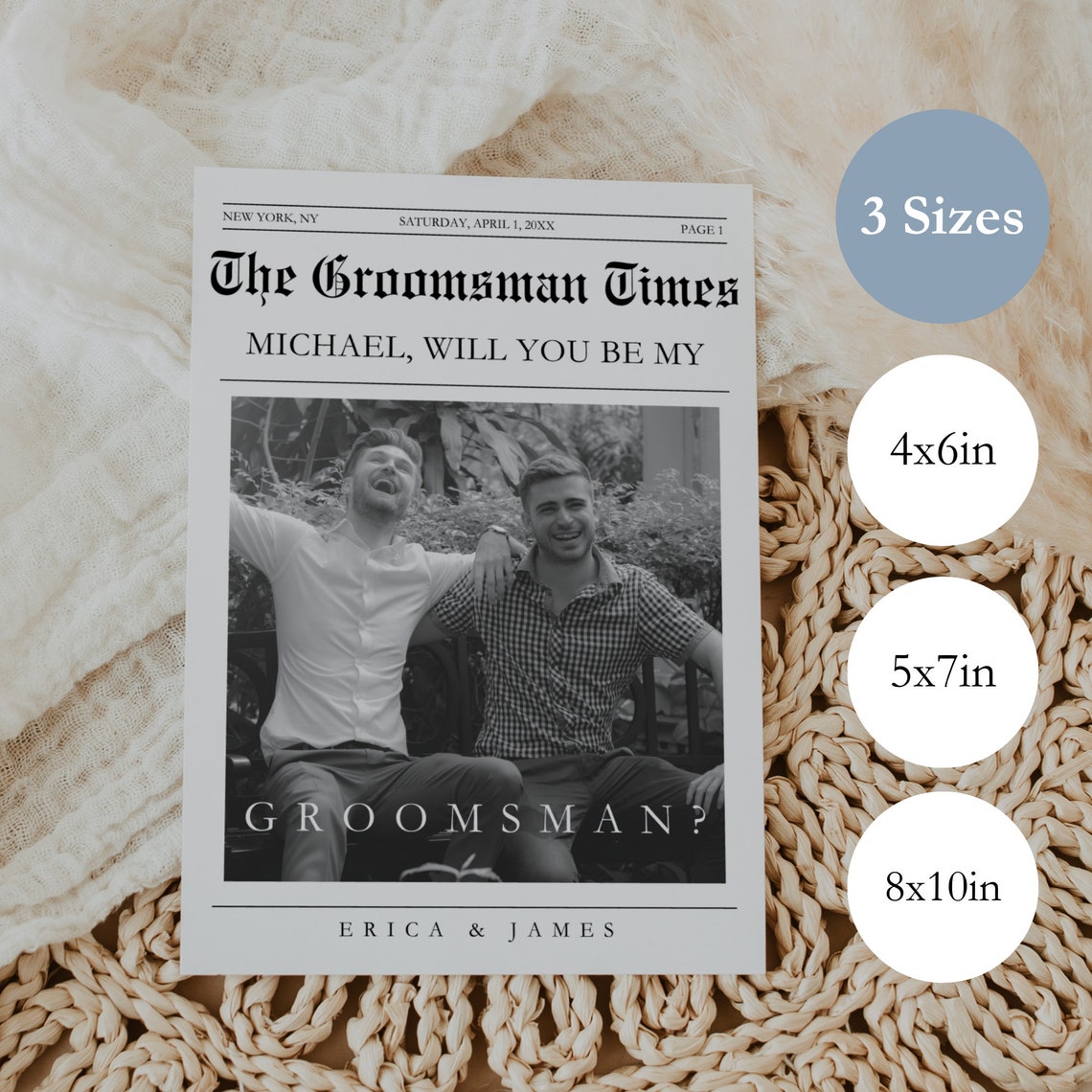 NEWSPAPER GROOMSMEN PROPOSAL Template Groomsman Proposal With Photo ...