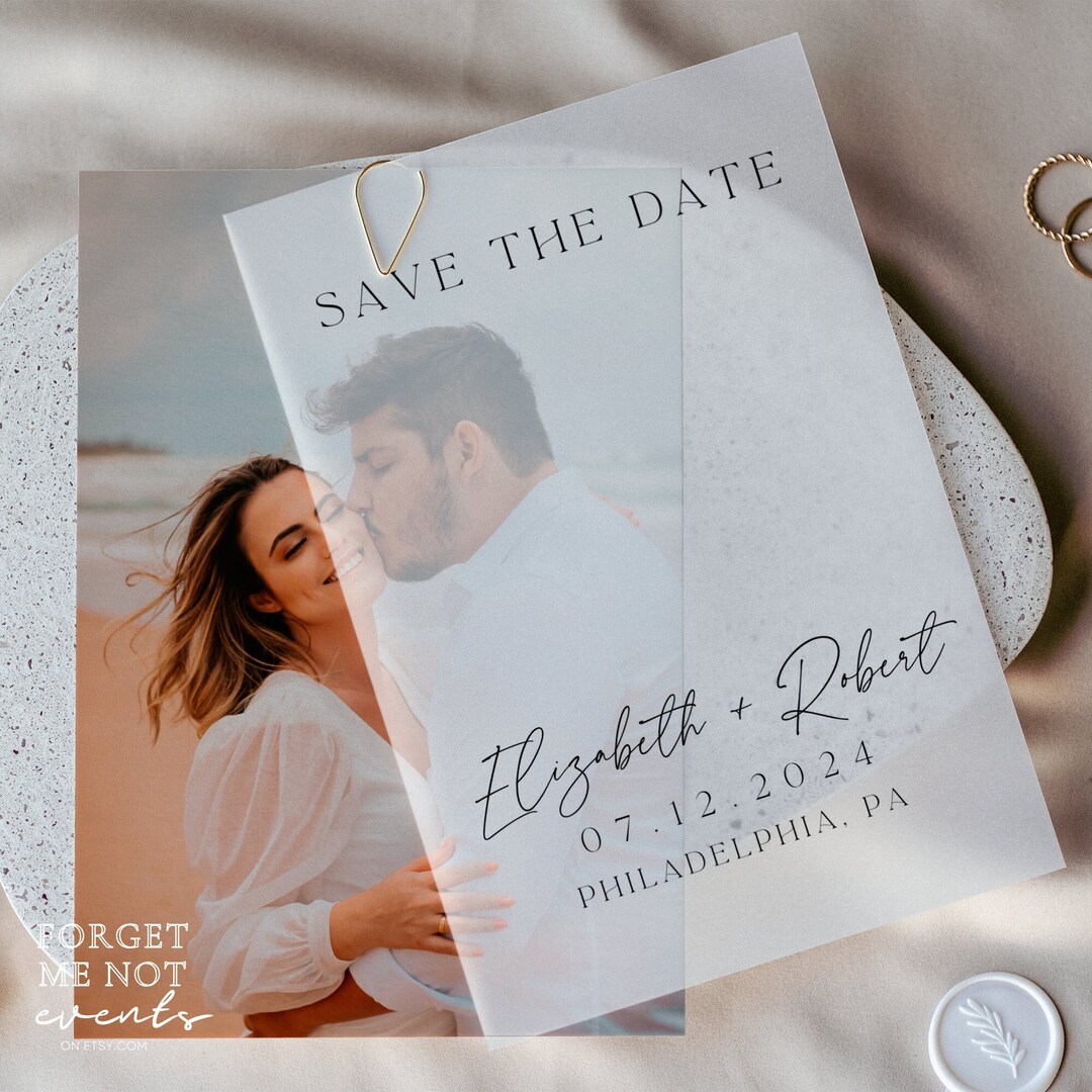 Vellum SAVE the DATE Template | Picture Save the Date | Engagement ...