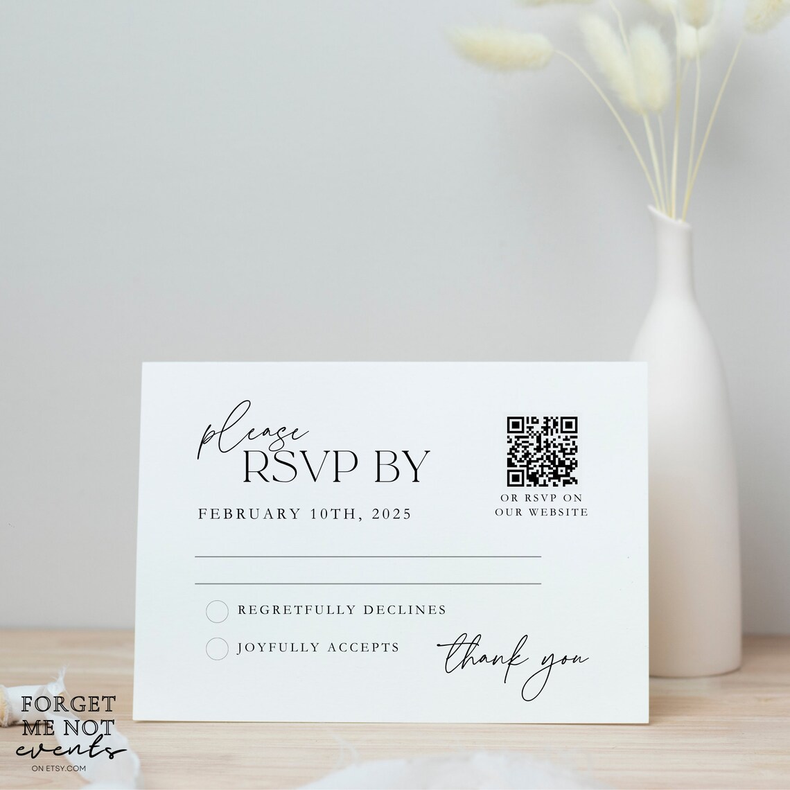 MODERN Wedding INVITATION Suite QR Code Editable Template - Etsy