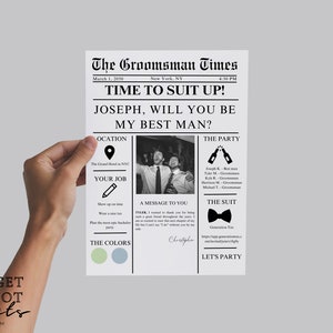 NEWSPAPER GROOMSMEN PROPOSAL Template Suit up Groomsman - Etsy