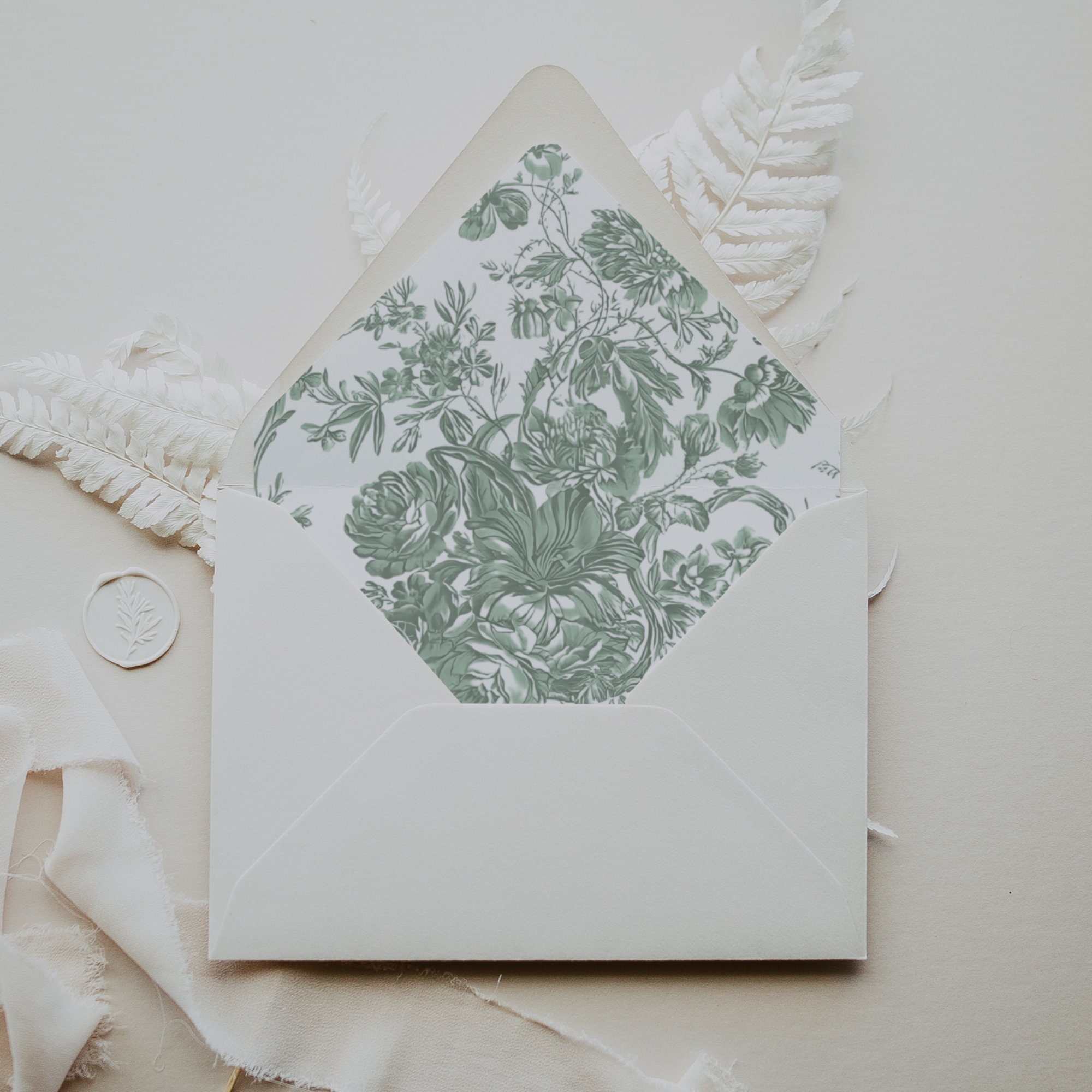 ENVELOPE LINER Sage Green Toile Wedding Invitation PDF - Etsy