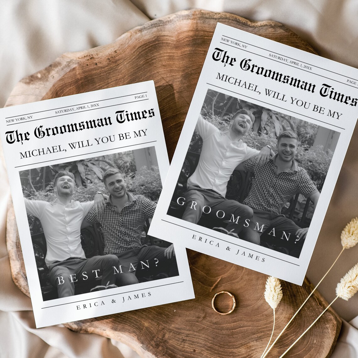 NEWSPAPER GROOMSMEN PROPOSAL Template Groomsman Proposal With Photo ...