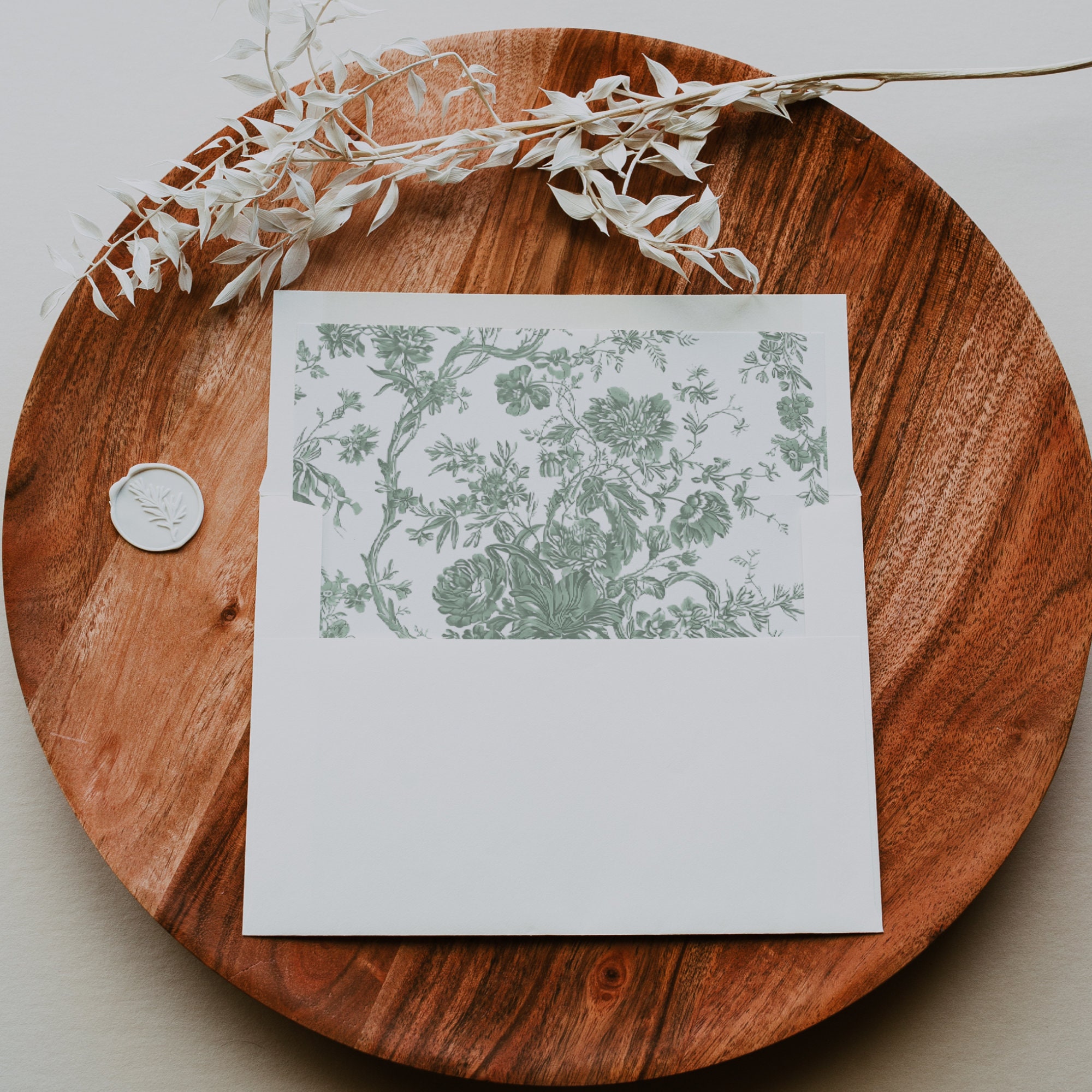 ENVELOPE LINER Sage Green Toile Wedding Invitation PDF - Etsy