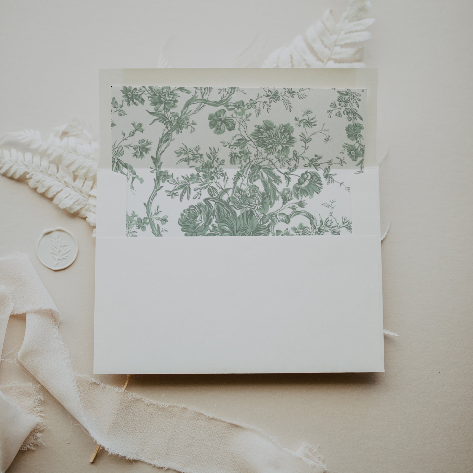 ENVELOPE LINER Sage Green Toile Wedding Invitation PDF - Etsy