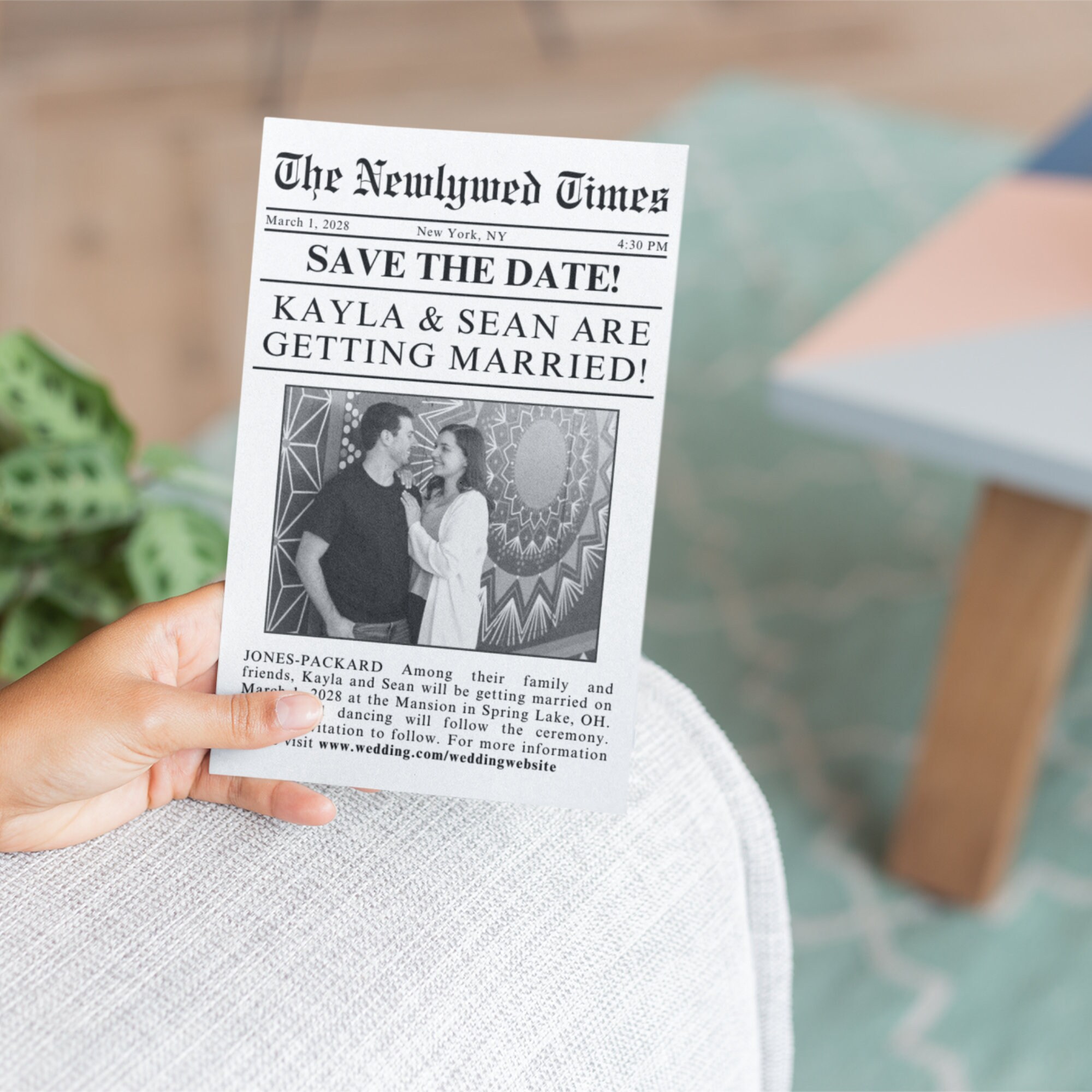 Newspaper SAVE THE DATE Template Diy Bride Editable Template Instant ...