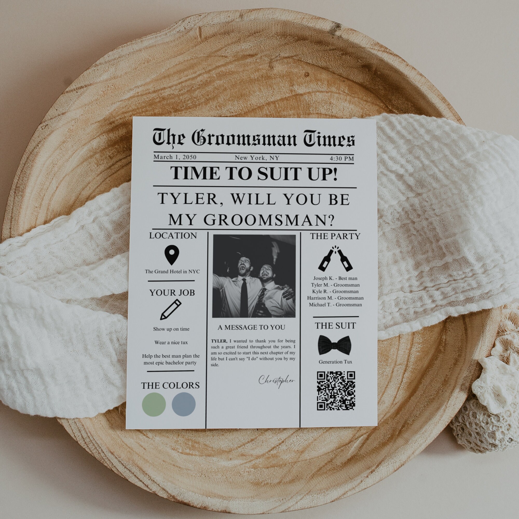 Newspaper Groomsmen Proposal Template: Suit up Design (digital Download ...