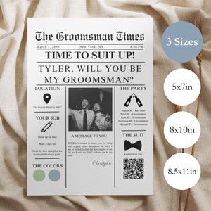 Newspaper Groomsmen Proposal Template: Suit up Design (digital Download ...