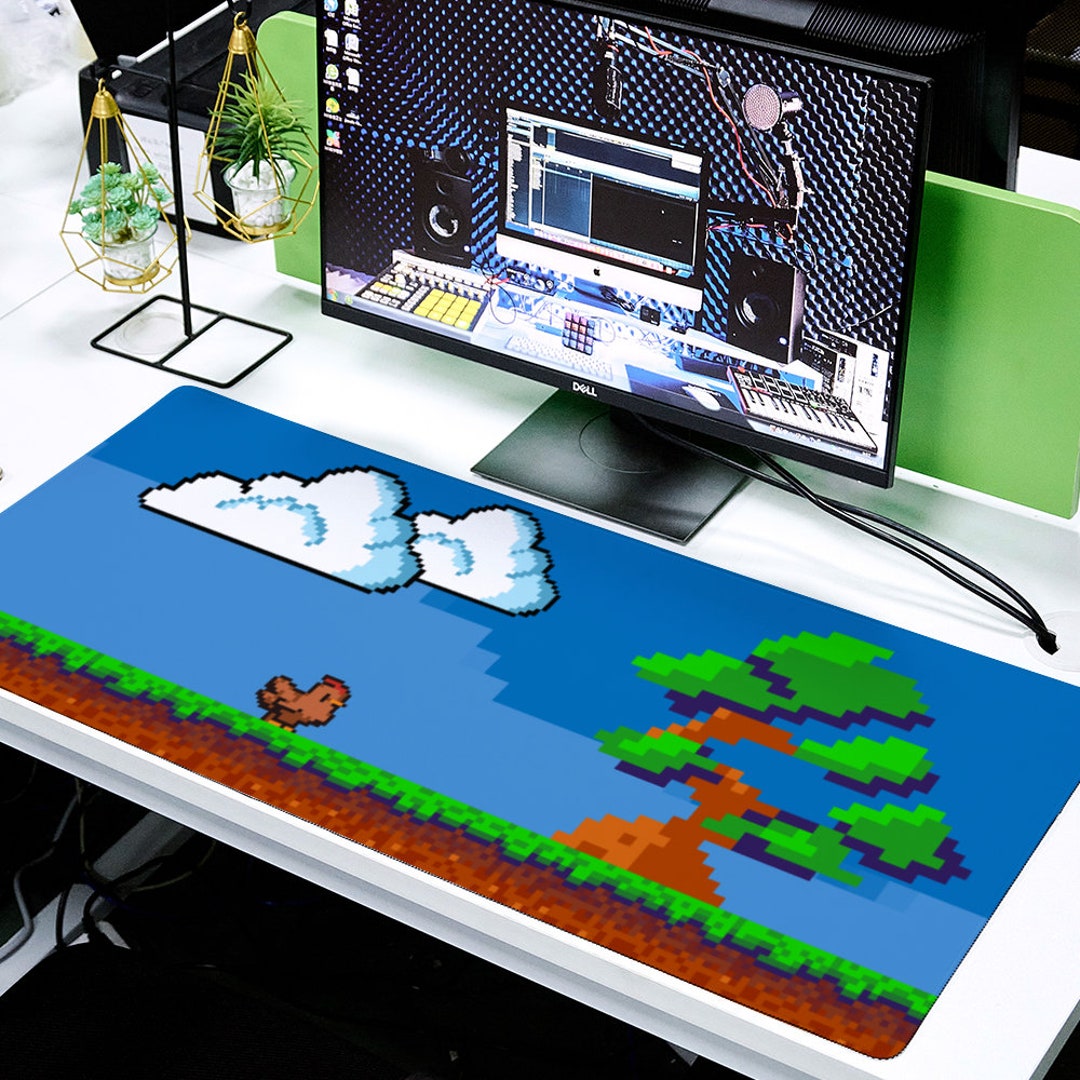 Retro 2D Pixel Chicken Arcade Game Mouse Pad XL Desk Mat Gaming Mouse ...