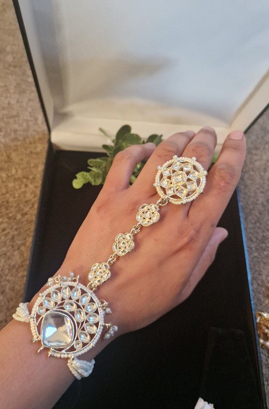 Hand Harness/kundan Hand Piece/polki/indian Bridal Jewellery Pakistani ...