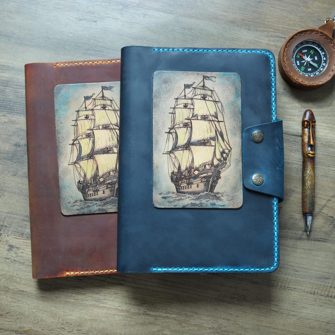 Personalised Leather Journal: Handmade Refillable Ship Notebook, Gift ...