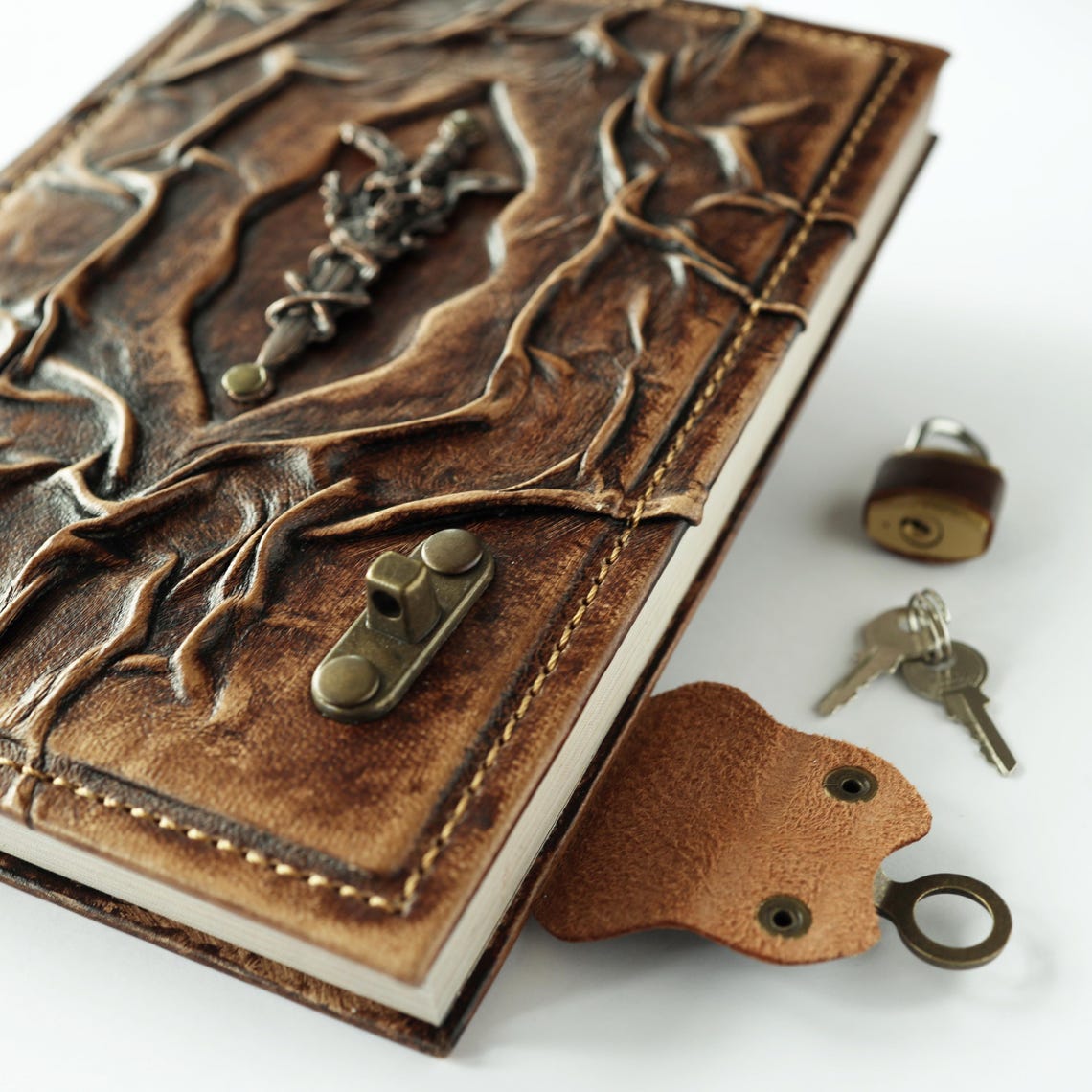 Excalibur Design With Lock and Key Handmade Genuine Leather Journal ...