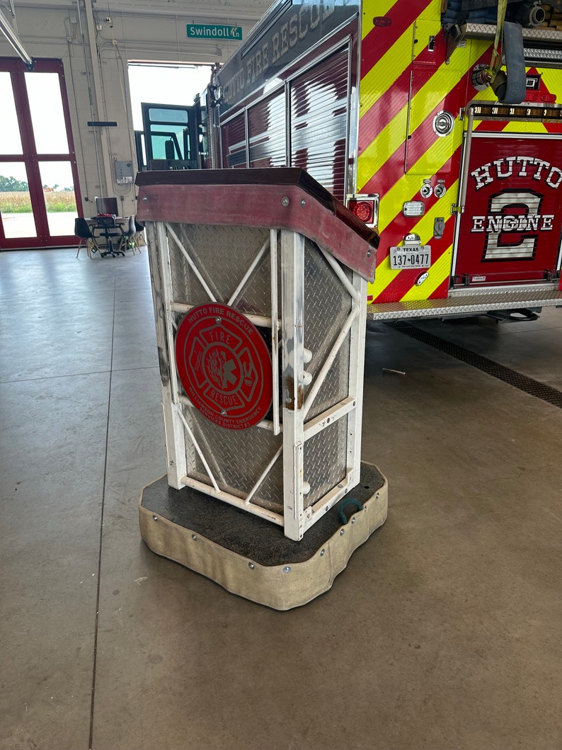 CUSTOM USA Walnut Podium: Live Edge Slab With Epoxy Inlay, Fire Station ...
