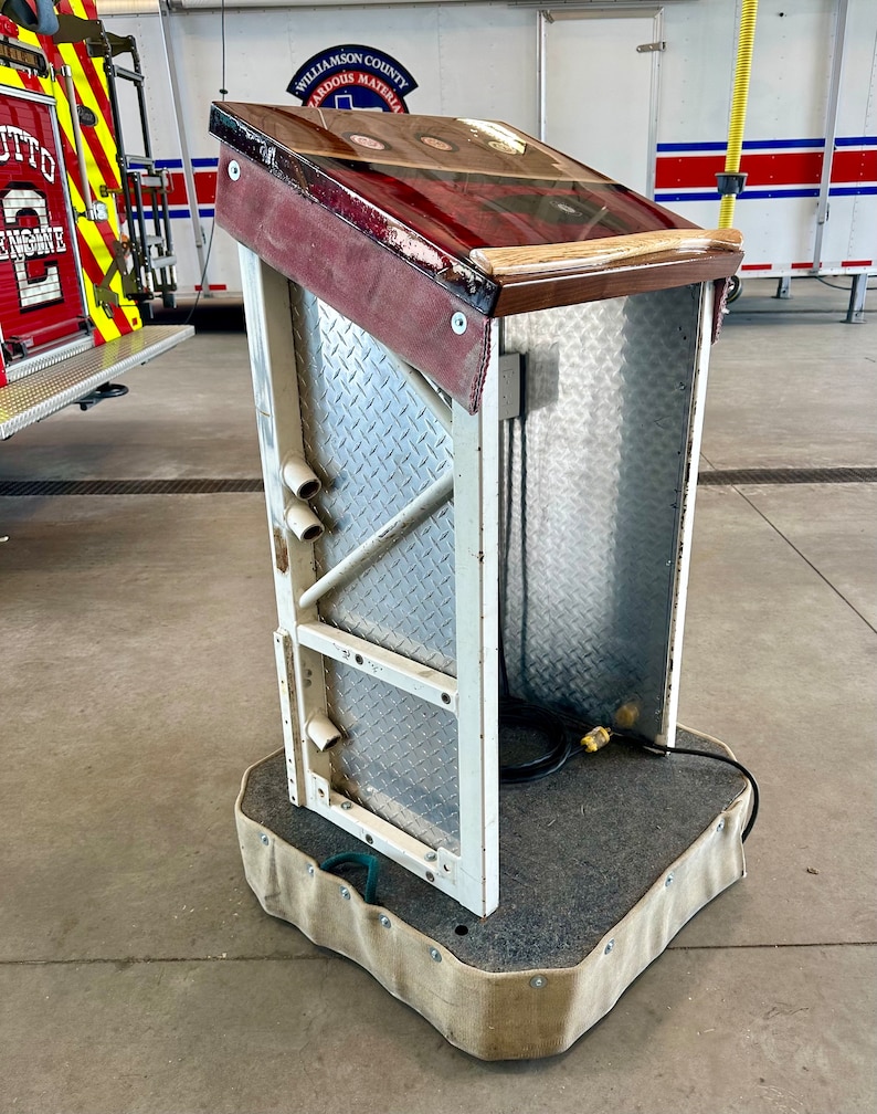 CUSTOM USA Walnut Podium: Live Edge Slab With Epoxy Inlay, Fire Station ...