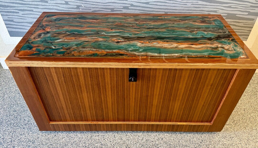 CUSTOM USA Teak Chest With Epoxy Inlay Top Usapremium Gift, - Etsy