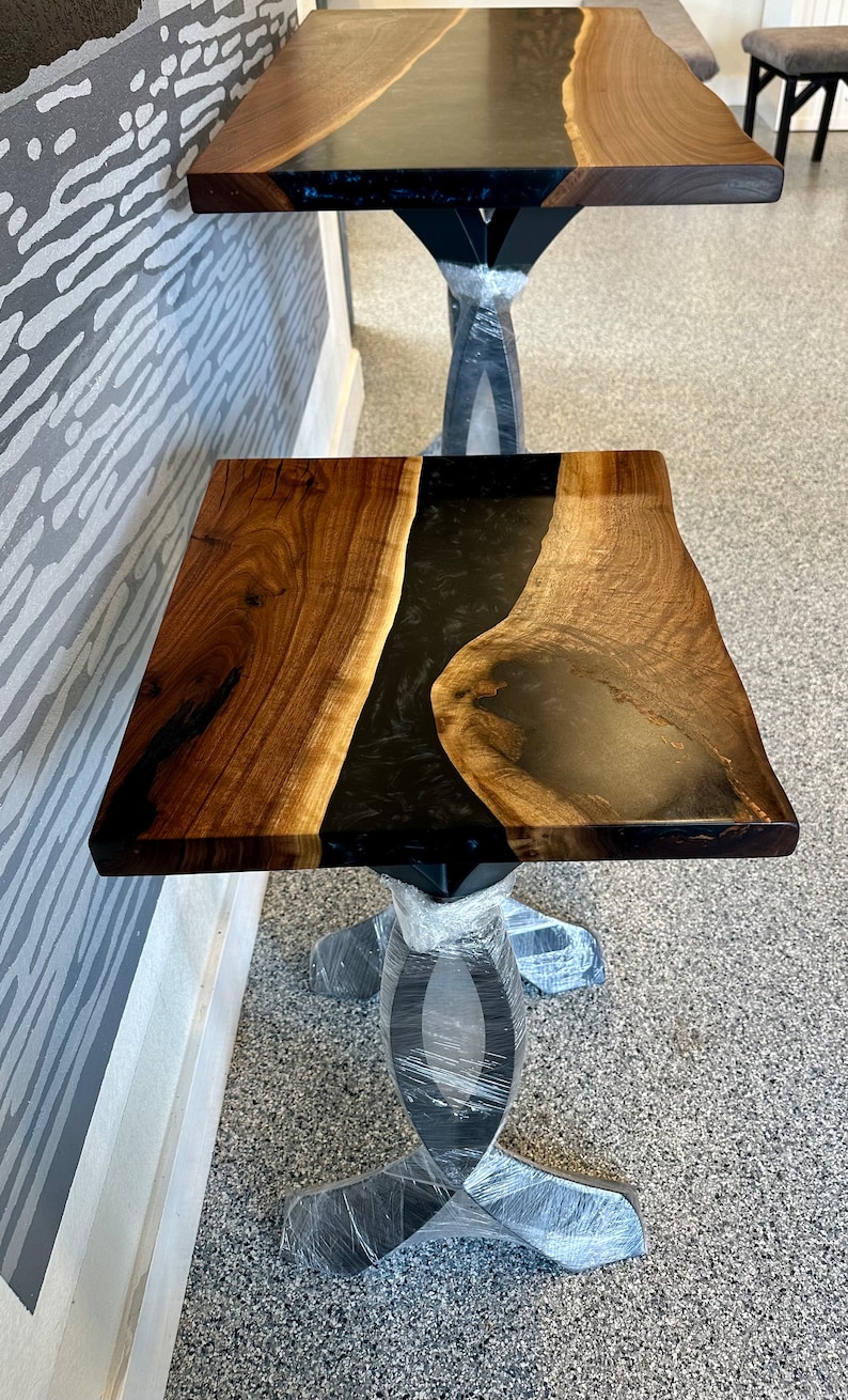 CUSTOM USA Walnut Live Edge Coffee Table With Epoxy Inlay - Etsy