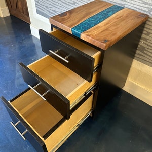 Sycamore Epoxy File Cabinet, Live Edge Epoxy File Cabinet, Epoxy File ...