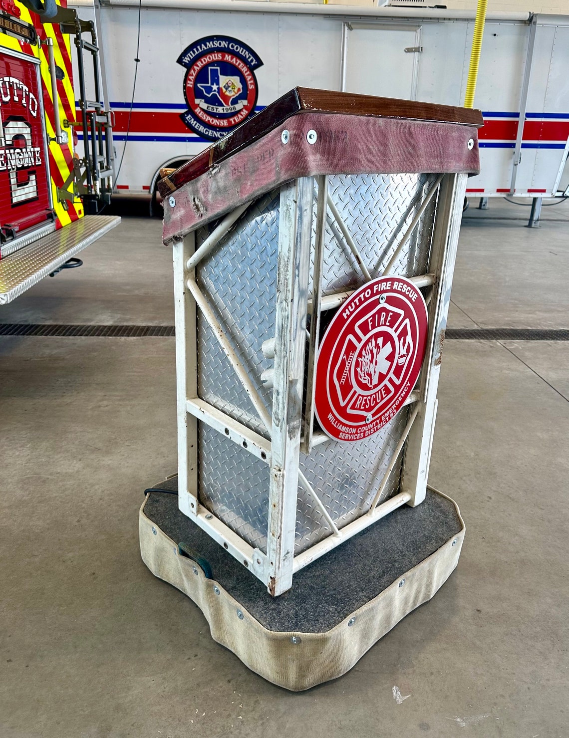 CUSTOM USA Walnut Podium: Live Edge Slab With Epoxy Inlay, Fire Station ...