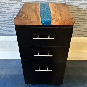 Sycamore Epoxy File Cabinet, Live Edge Epoxy File Cabinet, Epoxy File ...