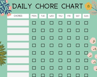 Weekly Chore Chart Printable - Etsy