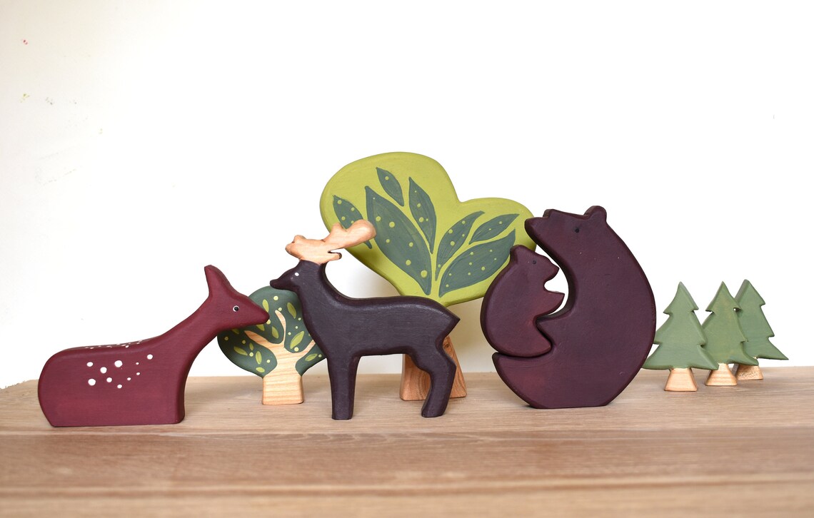 Waldorf Inspired Wooden Forest Animals / Wild Animals Play - Etsy
