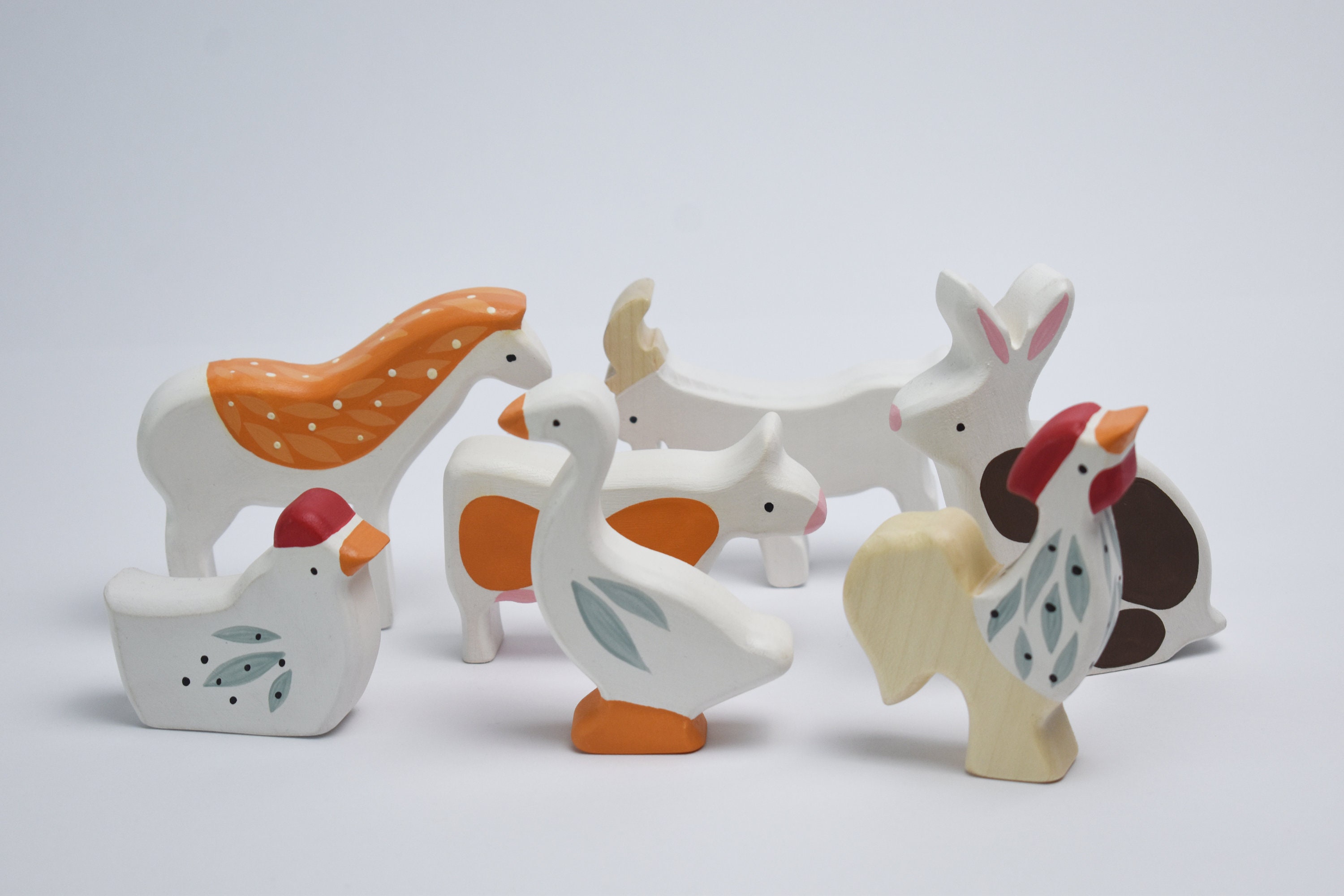 Montessori Wooden Farm Animal Set Rural Life Figurines Wood Animal ...