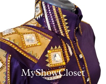 Teal, Black, Purple Western Pleasure Horse Show Shirt, Horsemanship ...