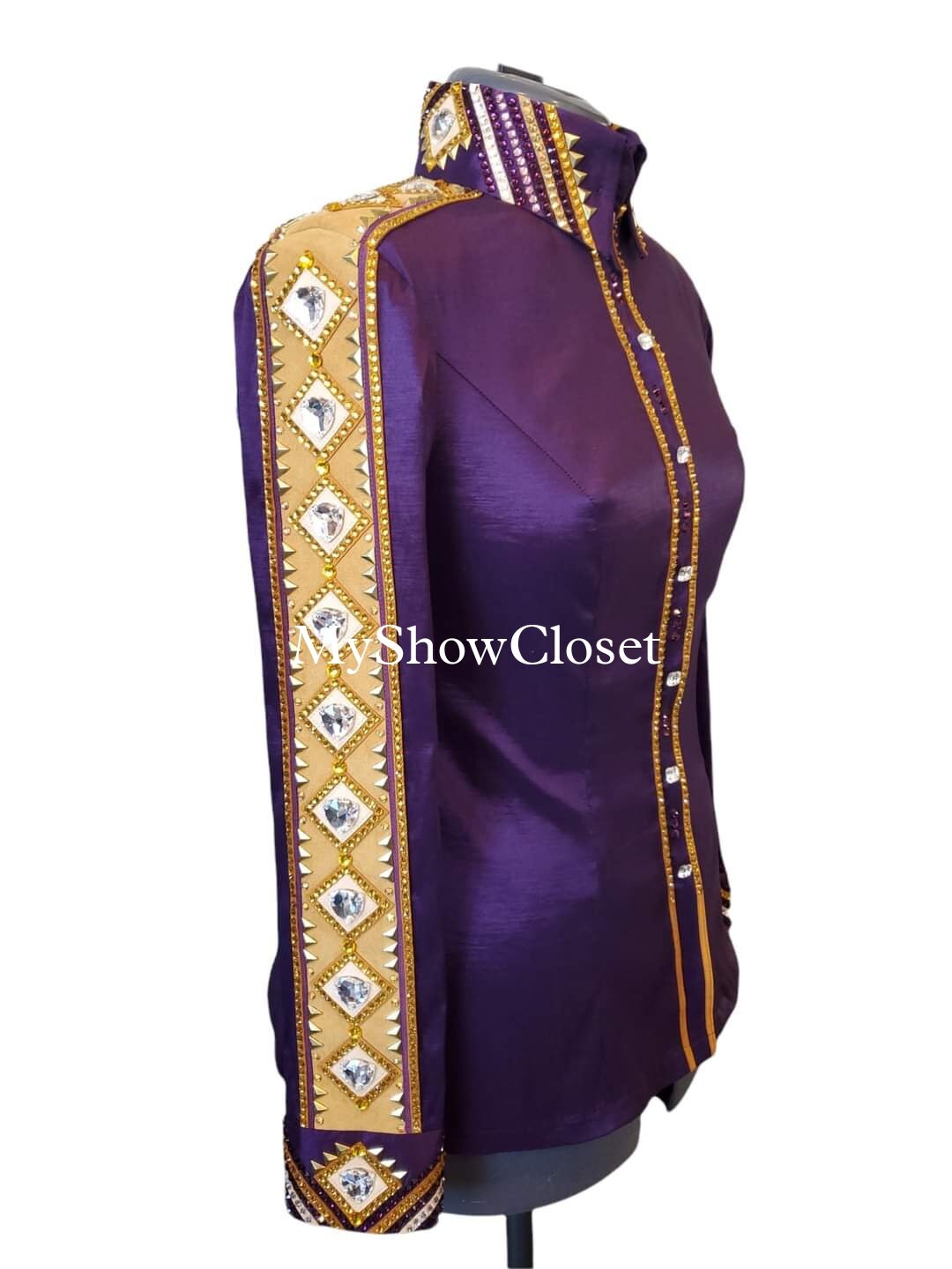 Purple Golden Western Pleasure Horse Show Shirt, Horsemanship, Women ...