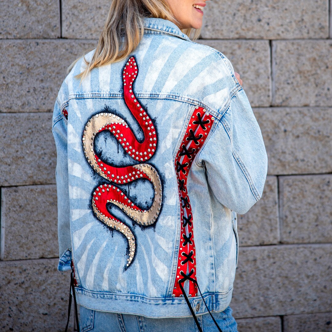Snake Jacket / Jacket, Hand Made, With Leather Inlays. - Etsy