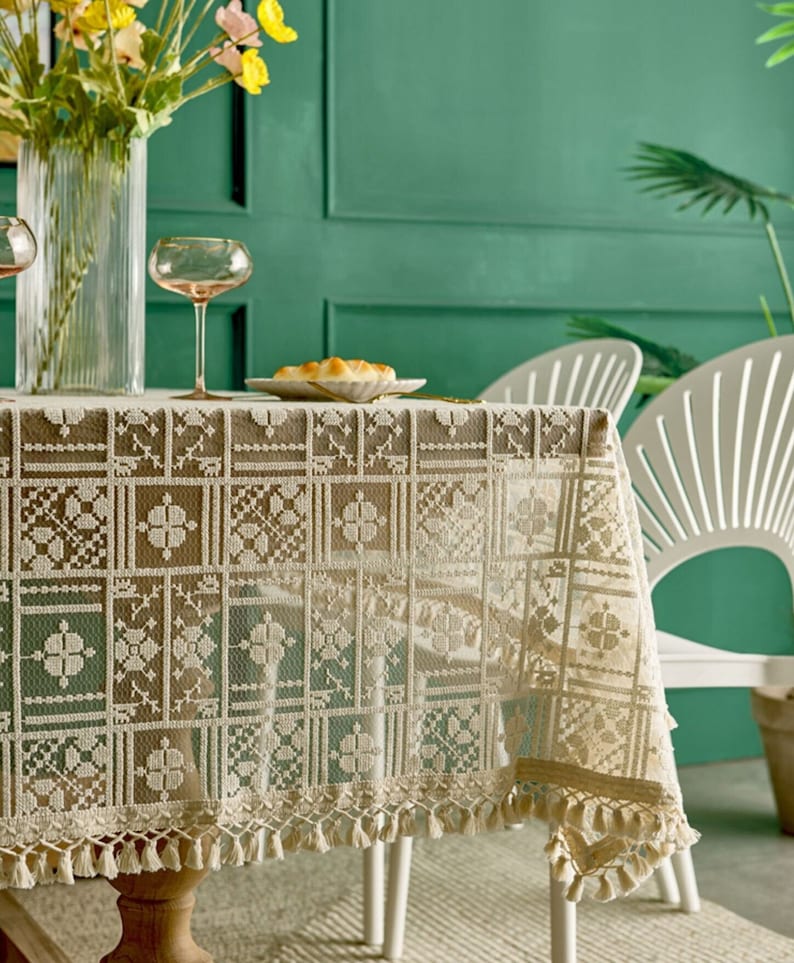 Bohemia Tablecloth Rectangle/lace Cotton Woven Openwork Table Cover ...