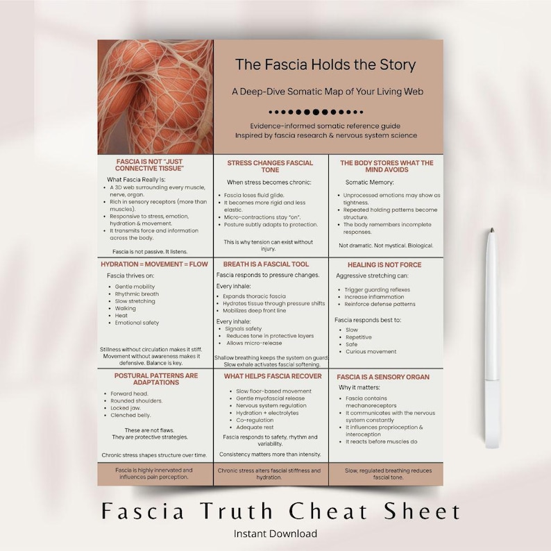Fascia & Nervous System Guide | Somatic Reference Cheat Sheet ...