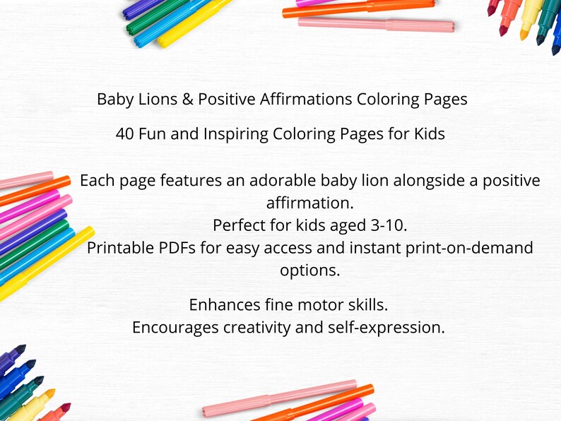 Baby Lions & Positive Affirmations Coloring Pages ; 40 Fun and ...