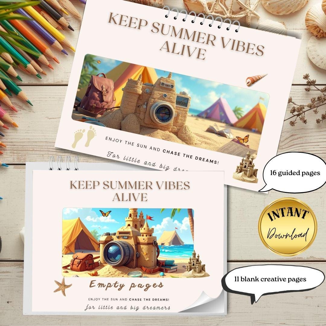 Kids Summer Memory Book | Printable Adventure Journal, Keepsake Pages ...