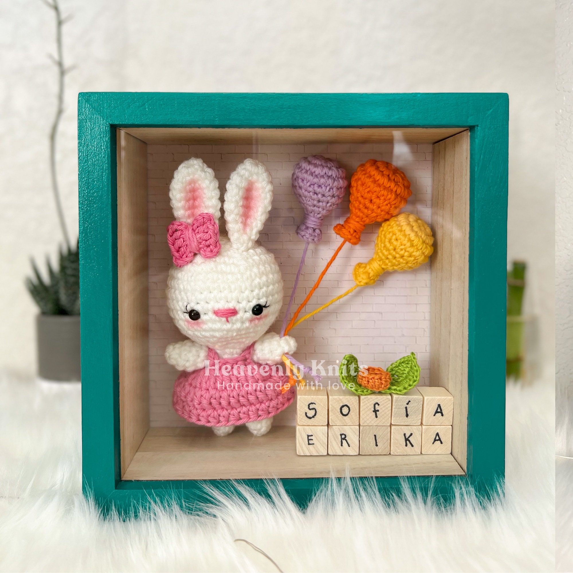 Baby Decor Frame, Angel Crochet Frame, Nursery Decor, Crochet Bunny ...