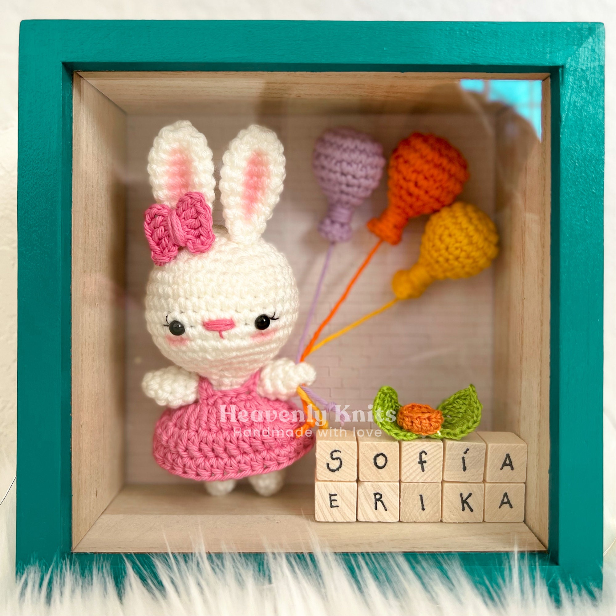 Baby Decor Frame, Angel Crochet Frame, Nursery Decor, Crochet Bunny ...
