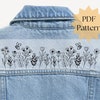 Denim Jacket Embroidery Pattern, Wildflower Butterfly Hand Embroidery Design, Embroidery on ...