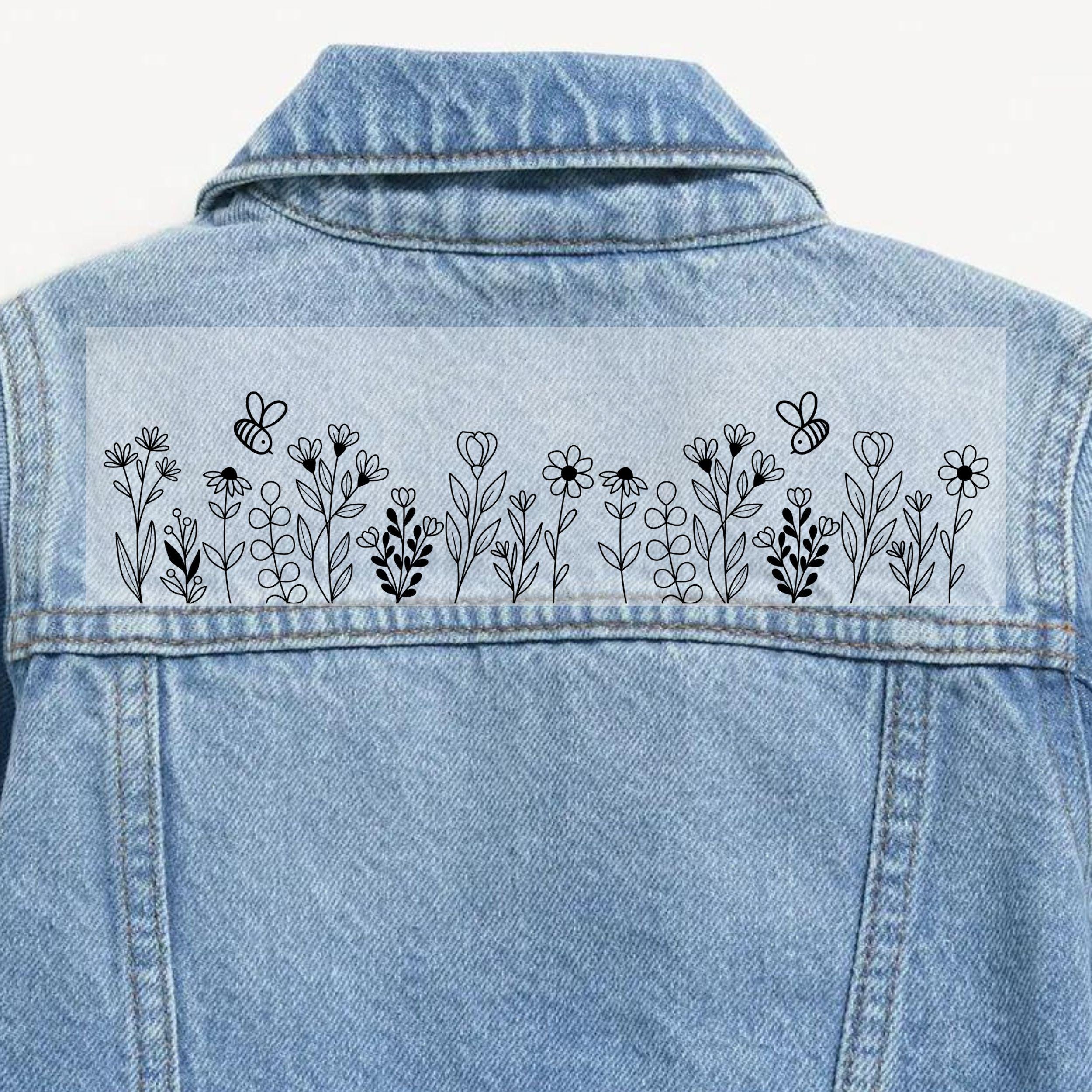 Printable Stick and Stitch on Back of Jean Jacket, Shoes, Wildflower ...