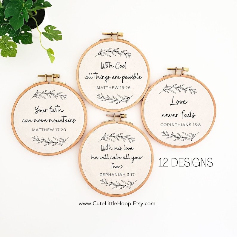 12 Bible Verse PDF Embroidery Pattern, Religious Christian Quote ...