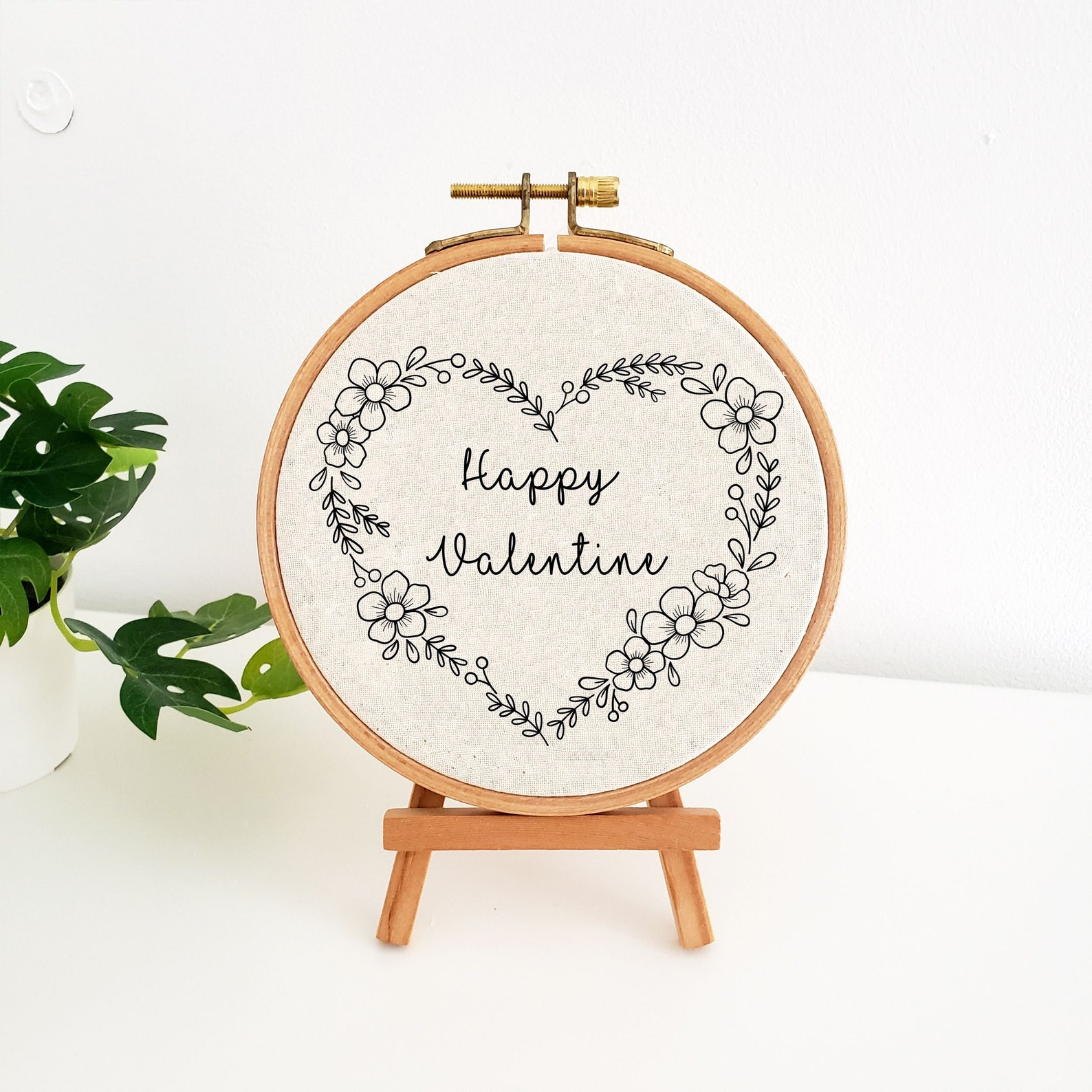 Heart Flower Embroidery Pattern, Valentine Hand Embroidery Design ...