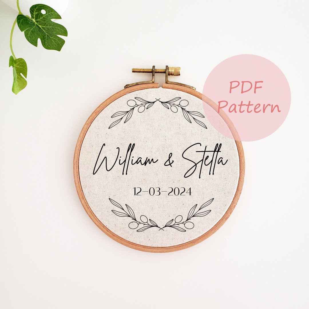 Personalized Name Sign Hand Embroidery Pattern With Olive Branch, PDF ...