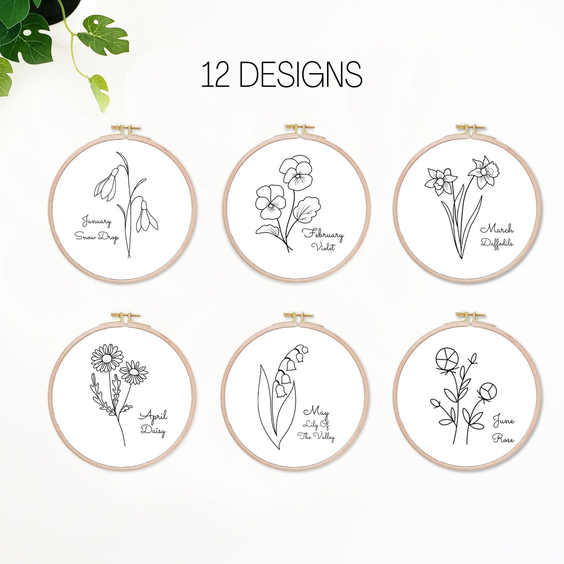 Birth Month Flower Printable PDF Pattern Bundle, Year of Flowers ...