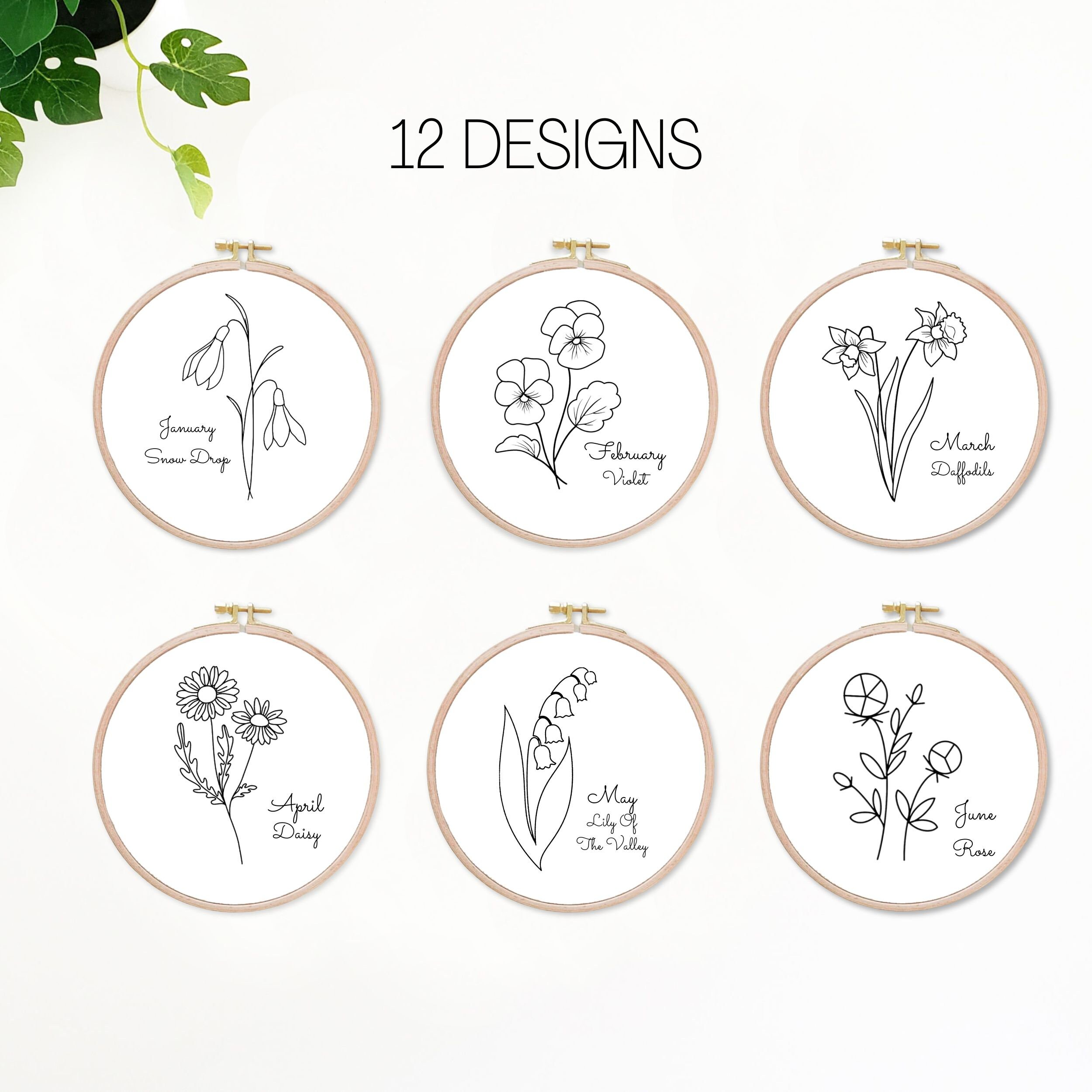 Birth Month Flower Printable PDF Pattern Bundle, Year of Flowers ...