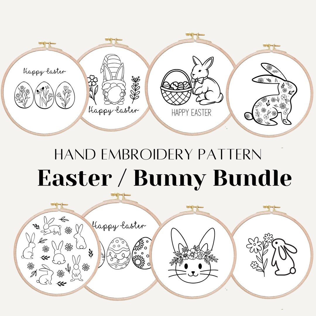 Easter Bunny Embroidery Pattern Bundle, Easter Egg Embroidery PDF ...