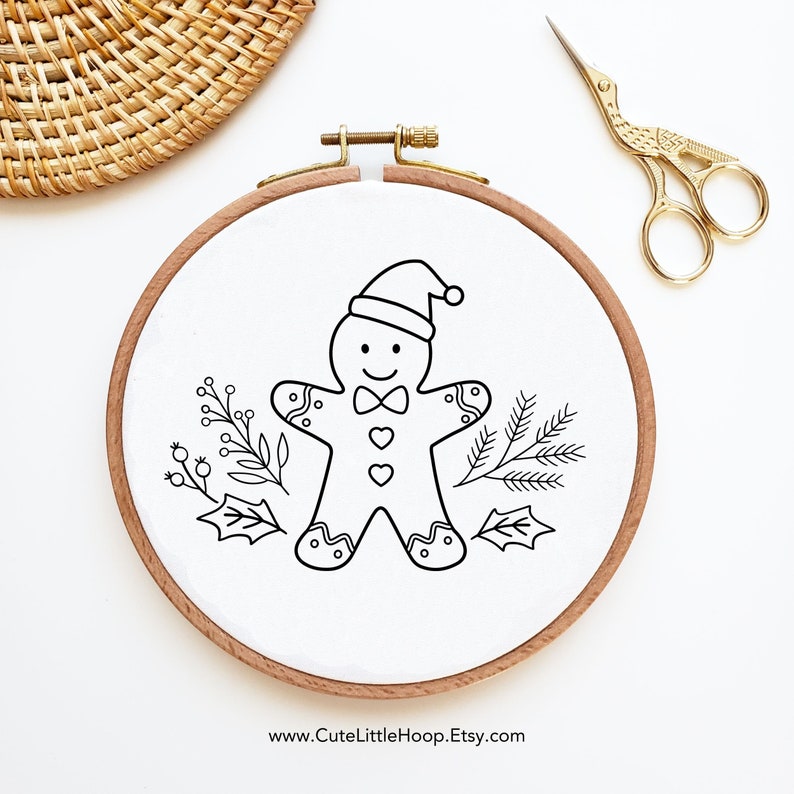 Gingerbread Man Hand Embroidery Design, Christmas Ornament PDF ...