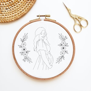 Pregnant Woman Printable PDF Pattern, Pregnant Mom Embroidery Pattern ...
